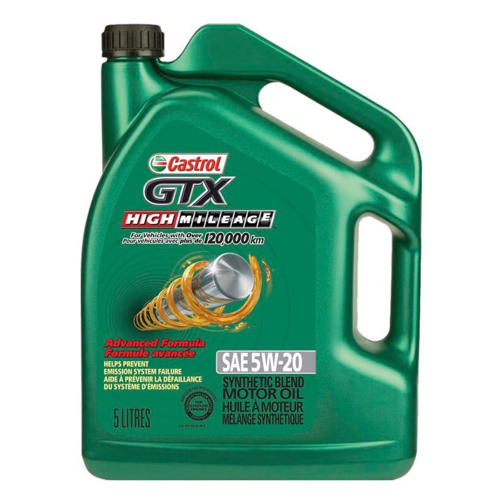 00018-3A Castrol GTX 5W20 High Mileage Engine Oil, 5-L