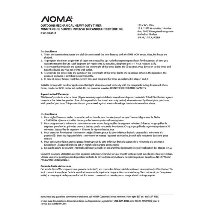 MC404 NOMA Outdoor Heavy Duty 24-Setting Timer, 1-Outlet — Partsource