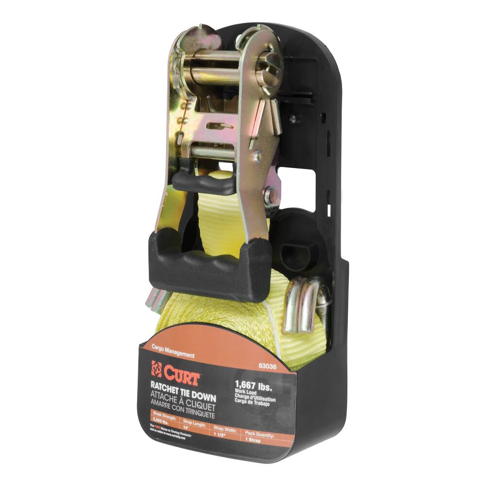 83036 14' Yellow Cargo Strap with J-Hooks (1,667 lbs.)