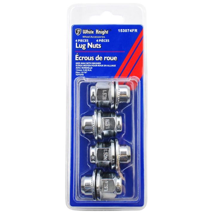 153074FR White Knight 153074FR Lug Nuts, Bulge with Washer, 4-pk