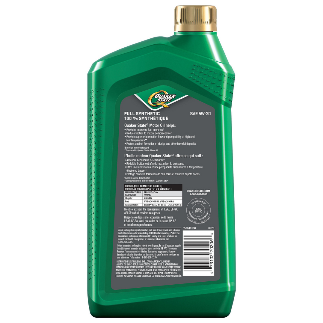Quaker State Full Synthetic 5W30 Engine/Motor Oil, 946-mL — Partsource